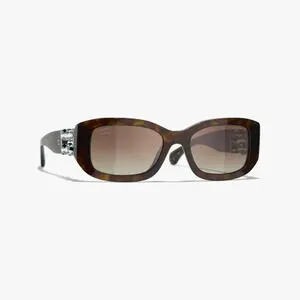 Chanel Rectangle Sunglasses - Dark Tortoise