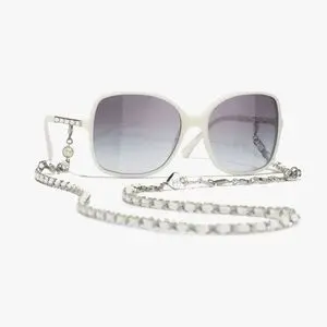 Chanel Square Sunglasses White