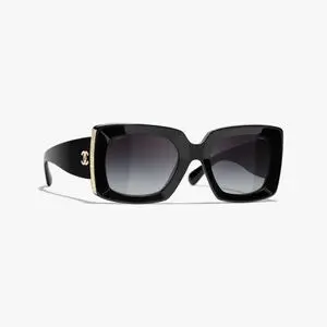 Chanel Rectangle Sunglasses - Black & Gold