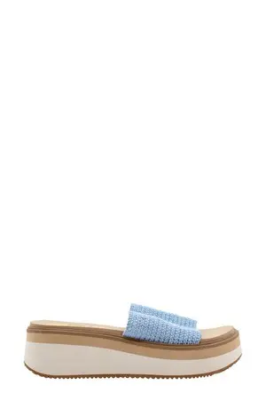VOLATILE Portobello Platform Wedge Sandal - Blue Raffia