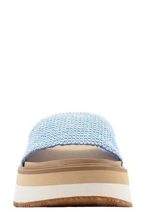 VOLATILE Portobello Platform Wedge Sandal - Blue Raffia