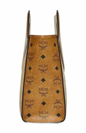Mcm Diamond Visetos Leather Mix Tote - Cognac