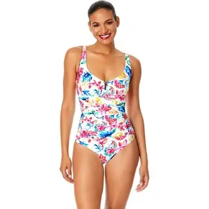 ANNE COLE Anne Cole Palm Chic V-Wire One Piece Swimsuit Watercolor Paisley