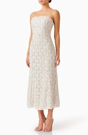 ELLIATT Cali Strapless Lace Midi Dress