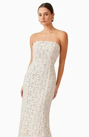 ELLIATT Cali Strapless Lace Midi Dress