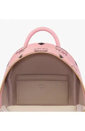 Mcm Stark Bebe Boo Side Studs Backpack In Visetos - Pink