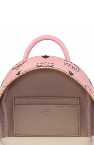 Mcm Stark Bebe Boo Side Studs Backpack In Visetos - Pink