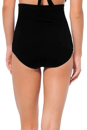 ANNE COLE Tummy Control High Rise Swim Bottom - Black