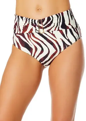ANNE COLE Tiger Dance Ring Front High Waist Bikini Bottom