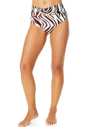 ANNE COLE Tiger Dance Ring Front High Waist Bikini Bottom