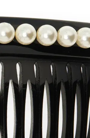 Alexandre De Paris Faux Pearl Hair Comb - Black
