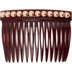 Alexandre De Paris Faux Pearl Hair Comb - Burgundy