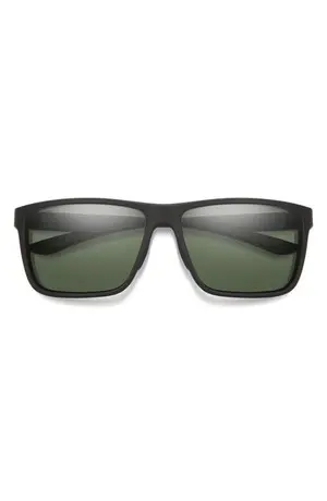 SMITH Riptide Rectangular Sunglasses - Matte Black / Gray Green