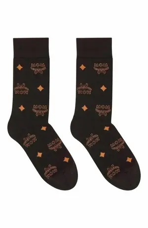 Mcm Monogram Knit Socks - Black