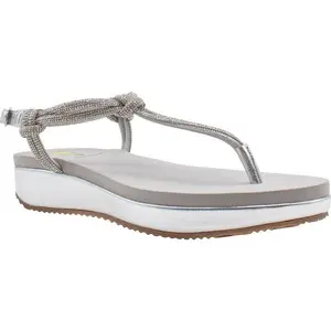 VOLATILE Calypso Rhinestone T-strap Sandals - Silver