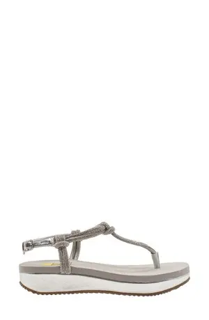 VOLATILE Calypso Rhinestone T-strap Sandals - Silver