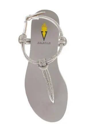 VOLATILE Calypso Rhinestone T-strap Sandals - Silver