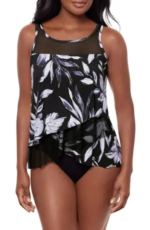 MIRACLESUIT® Fiore Di Luna Mirage Tankini Top - Black/white