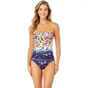 ANNE COLE Anne Cole Twist Front Shirred One Piece Swimsuit Gradient Floral