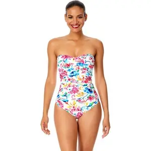 ANNE COLE Anne Cole Twist Front Shirred One Piece Swimsuit Watercolor Paisley