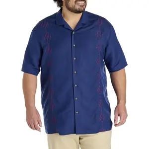 OAK HILL BY DXL Big & Tall Embroidered Sport Shirt - Navy