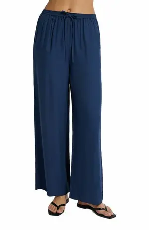 Onia Crinkle Wide Leg Drawstring Pant - Deep Navy