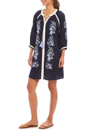 Karen Kane Embroidered Floral Peasant Dress