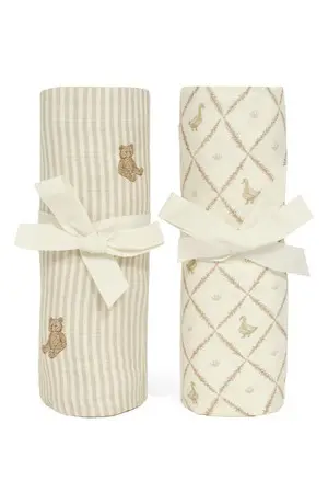 OILO 2-pack Organic Cotton Muslin Swaddle Blankets - Eggshell