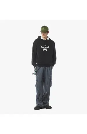 Mcm Classic Logo Hoodie In Organic Cotton - Black
