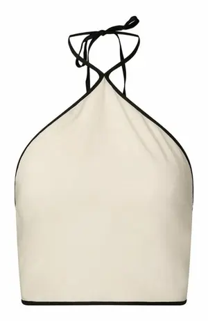 Onia Air Linen Cropped Halter Top