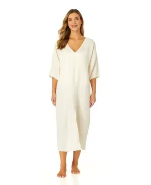 ANNE COLE Double V Neck Kaftan Cover Up - Gardenia