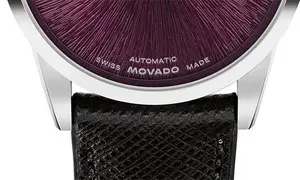 Movado Museum Classic Automatic Leather Strap Watch - Purple/ Black