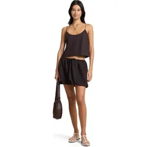 Onia Air Linen Bubble Mini Skirt - Espresso