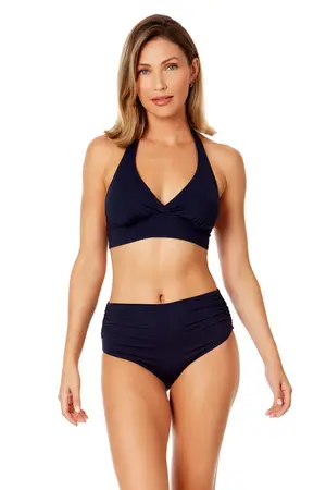 ANNE COLE Halter Bikini Top - Navy