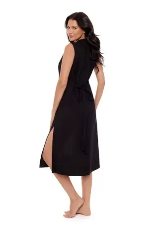 Miraclesuit Pleated Sleeveless Midi Dress - Black