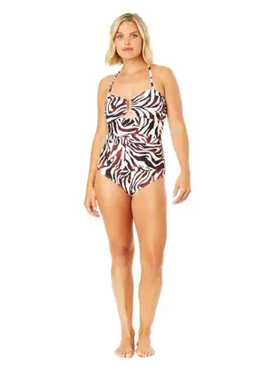 ANNE COLE Ring Front Bandeau One-piece Swimsuit