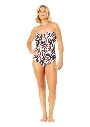 ANNE COLE Ring Front Bandeau One-piece Swimsuit