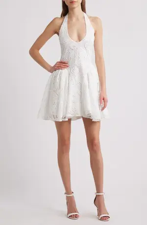 DELFI COLLECTIVE Hera Eyelet Halter Mini Dress