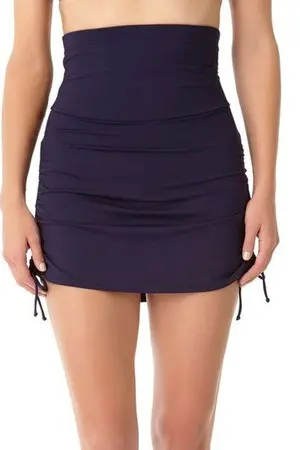 ANNE COLE Tummy Control Skirted Swim Bottom - Navy