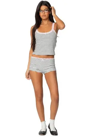 EDIKTED Sofi Rib Stripe Shorts