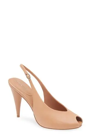 Jeffrey Campbell Snoah Slingback Peep Toe Pumps - Tan