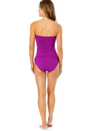 ANNE COLE Twist Front Bandeaukini Swim Top - Fuchsia