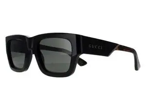 Gucci Rectangle Full Rim Sunglasses - Black Havana Grey (gg1668s/001/52)
