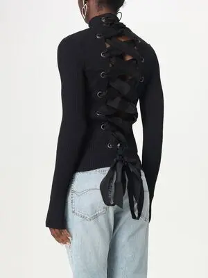 Balenciaga Ribbed Turtleneck Sweater With Back Tie Detail