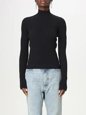 Balenciaga Ribbed Turtleneck Sweater With Back Tie Detail - Black