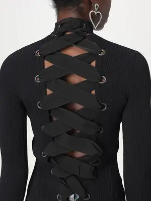 Balenciaga Ribbed Turtleneck Sweater With Back Tie Detail