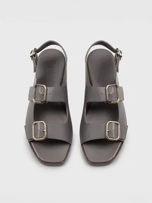 DOUCAL'S Leather Slingback Sandals - Grey