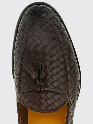 DOUCAL'S Woven Calfskin Leather Loafers With Tassels - Brown