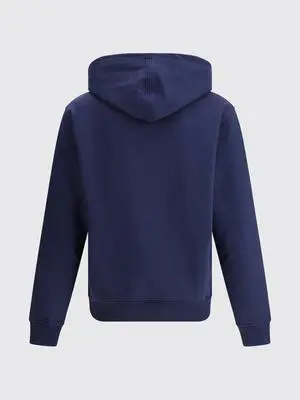 AMI Paris Full Zip Hoodie With Embroidered Logo - Blue