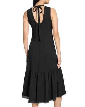 Theory Tie Neck Tiered Midi Dress